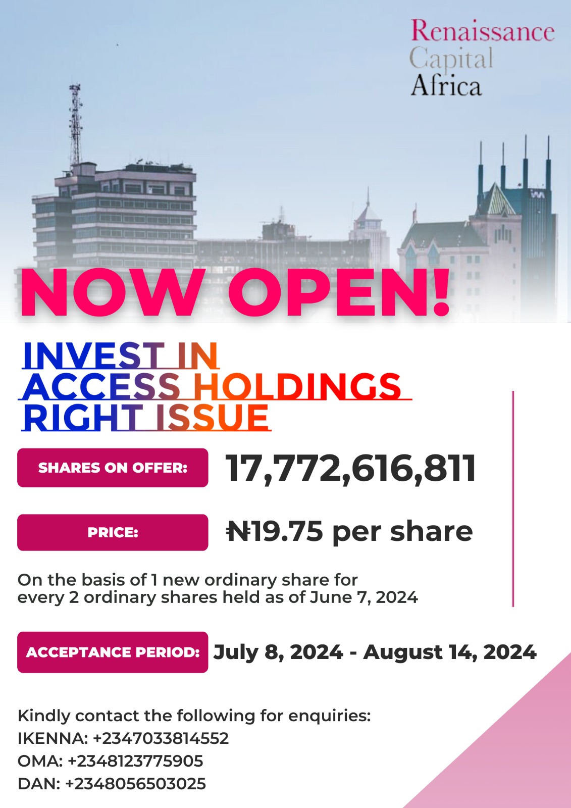 Access Holdings Rights Issue – Renaissance Capital